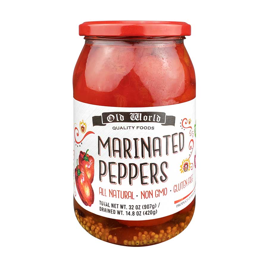 Marinated Red Peppers, 32 oz - Old World Quality Foods
